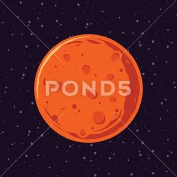 Cartoon of Mars, solar system planets. Astronomical observatory and ...