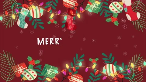 Cartoon Merry Christmas animation with r... | Stock Video | Pond5