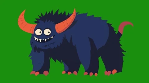 Cartoon Monster Animation with Big Horns... | Stock Video | Pond5