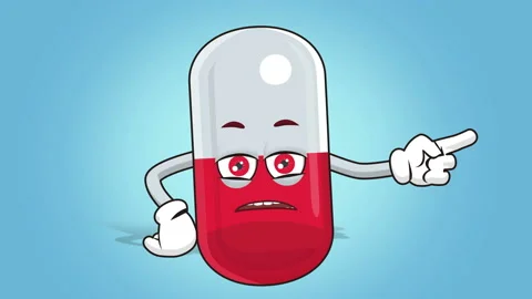 Cartoon Pill Capsule Face Animation Unha... | Stock Video | Pond5