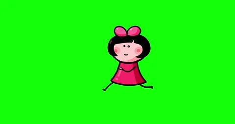Cartoon pink kid character moves Kasia i... | Stock Video | Pond5