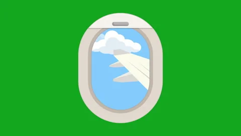 cartoon Plane window with clouds animati... | Stock Video | Pond5