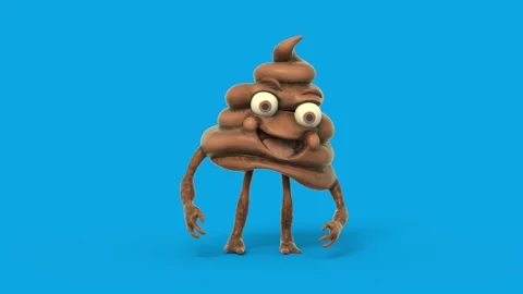 Cartoon Poop Idle Loop Blue Screen 3D An... | Stock Video | Pond5