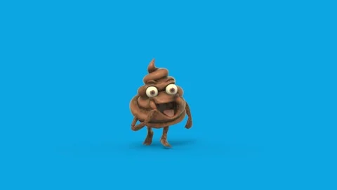 Cartoon Poop Runs Front Blue Screen 3D A... | Stock Video | Pond5