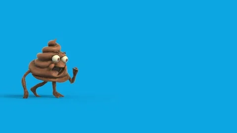 Cartoon Poop Runs Side Blue Screen 3D An... | Stock Video | Pond5