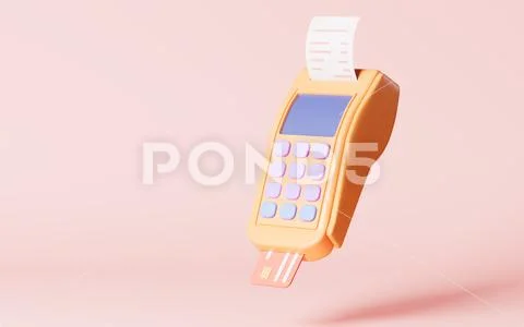 Cartoon pos machine model, pay terminal, 3d rendering. ~ Clip Art ...