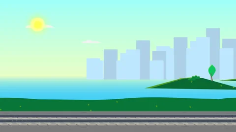 Cartoon railway background. Animation of... | Stock Video | Pond5