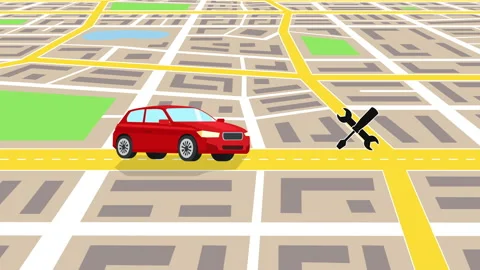 Cartoon Red Car Ride Through the City Ma... | Stock Video | Pond5