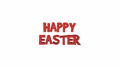 Cartoon red Happy Easter text on white g... | Stock Video | Pond5