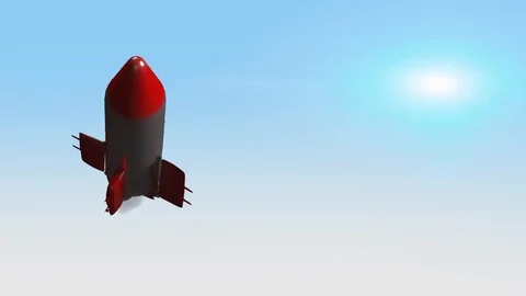 Cartoon rocket flying. 3D animation | Stock Video | Pond5