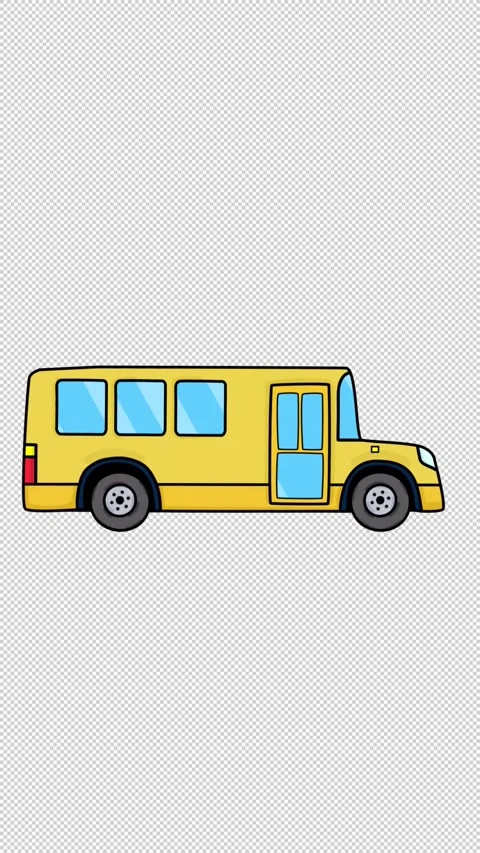 Cartoon School Bus Vertical Alpha | Stock Video | Pond5