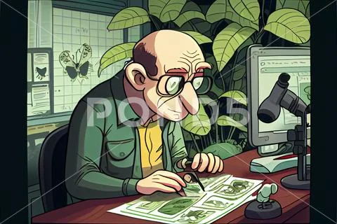 Cartoon scientist experimenting animal research National Science Day ...
