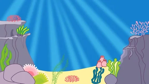 Cartoon seabed, algae, sea world, waves ... | Stock Video | Pond5