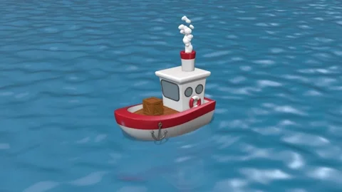 Cartoon Ship in a 3D animation | Stock Video | Pond5