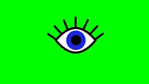 Cartoon simple blinking eye icon on gree... | Stock Video | Pond5