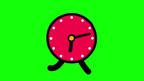 Cartoon simple red clock 12 hours charac... | Stock Video | Pond5