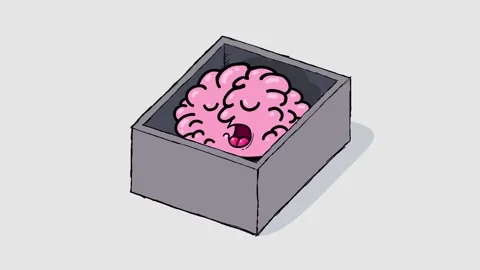 Cartoon single brains in gray box sleepi... | Stock Video | Pond5