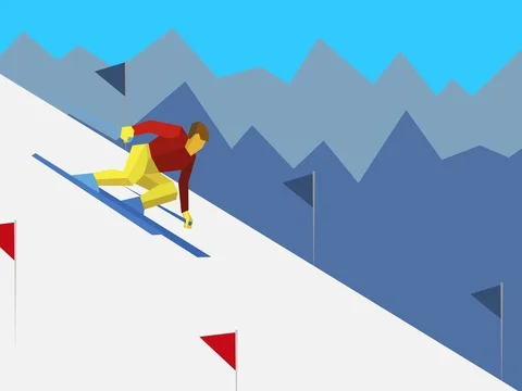 Cartoon skier slope downhill | Stock Video | Pond5