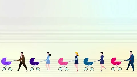 Cartoon small characters people with bab... | Stock Video | Pond5