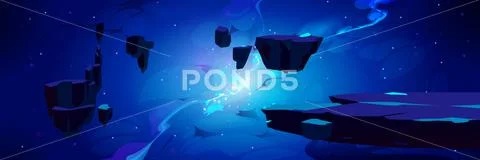 Cartoon space background with glowing nebula view: Graphic #201983773