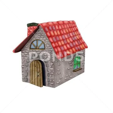 Cartoon stone house. Illustration on a white background.: Graphic ...