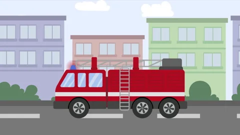 Cartoon Fire Truck Stock Video Footage | Royalty Free Cartoon Fire ...