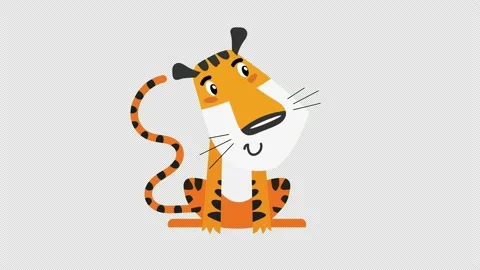 cartoon tiger icon loop Animation video ... | Stock Video | Pond5