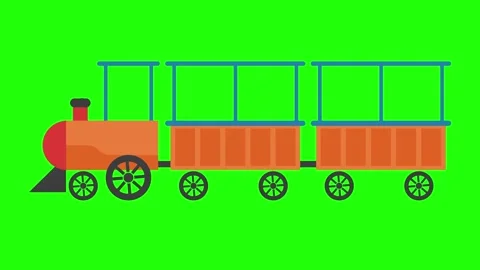 Cartoon Train Animation on Green Backgro... | Stock Video | Pond5