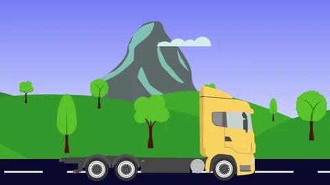 Cartoon Truck running on the way animati... | Stock Video | Pond5