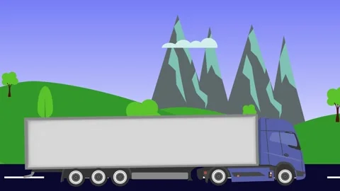 Cartoon Truck running on the way animati... | Stock Video | Pond5