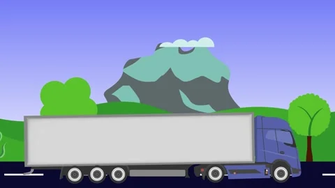 Cartoon Truck running on the way animati... | Stock Video | Pond5