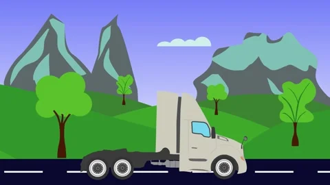 Cartoon Truck running on the way animati... | Stock Video | Pond5