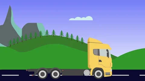 Cartoon Truck running on the way animati... | Stock Video | Pond5