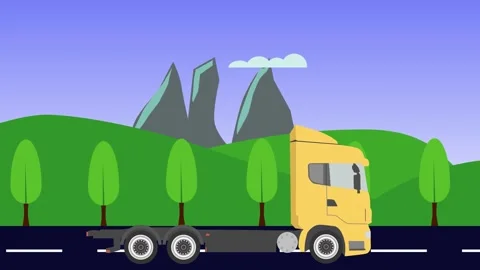 Cartoon Truck running on the way animati... | Stock Video | Pond5