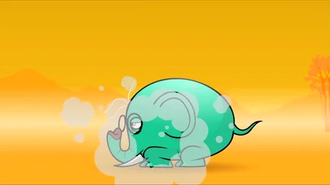 cartoon turquoise cute elephant with gla... | Stock Video | Pond5