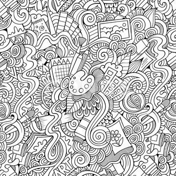 Cartoon vector art and craft seamless pattern Illustration #136828368