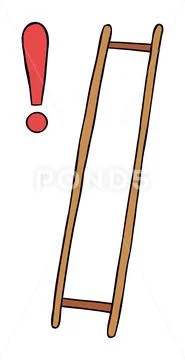 Cartoon vector illustration of wooden ladder with missing steps and ...