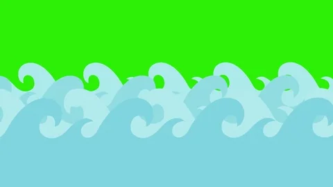 Cartoon Vector Sea Waves on a Green Scre... | Stock Video | Pond5