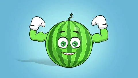 Cartoon watermelon Face Animation Power ... | Stock Video | Pond5