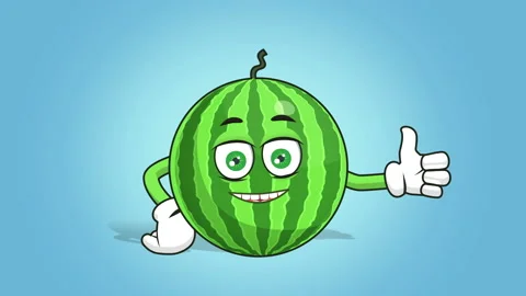Cartoon Watermelon Face Animation Thumbs... | Stock Video | Pond5