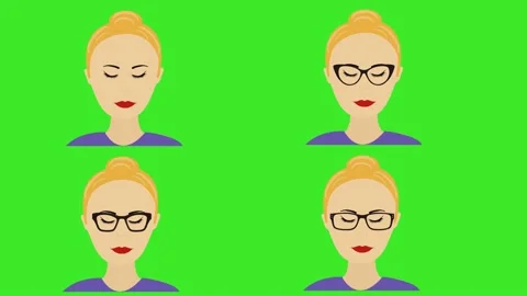 Cartoon women face avatar animation, mov... | Stock Video | Pond5