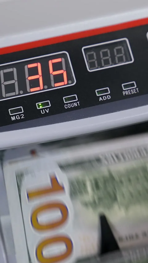 Cash money counting machine. | Stock Video | Pond5