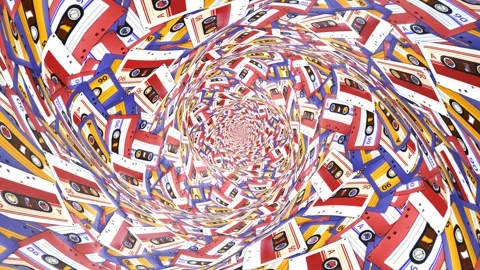 Into a Cassette Tapes Animation Tunnel, ... | Stock Video | Pond5