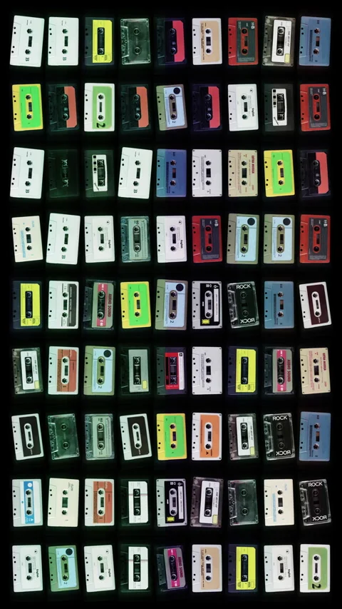 cassette tapes in vertical format | Stock Video | Pond5