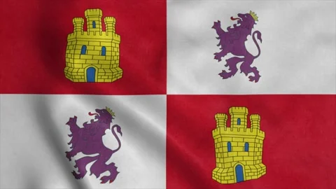 Castile and Leon flag, Spain, waving in ... | Stock Video | Pond5