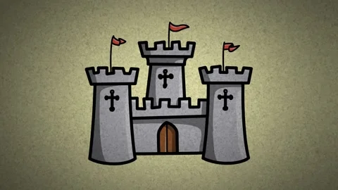 Castle Sketch and 2d animated, fort, pal... | Stock Video | Pond5
