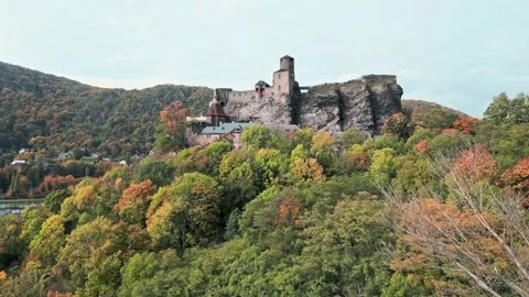 Castle Strekov in valley of river Labe | Stock Video | Pond5