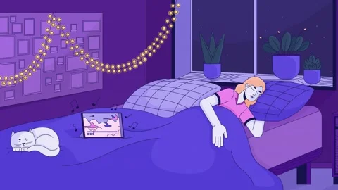 Cat with woman falling asleep at music l... | Stock Video | Pond5