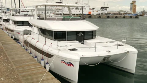 Catamaran hull front tilt to 5 catamaran... | Stock Video | Pond5