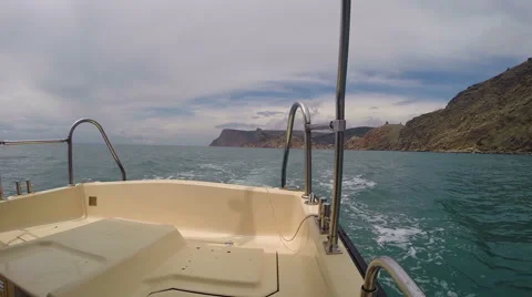 catamaran in the sea back view | Stock Video | Pond5